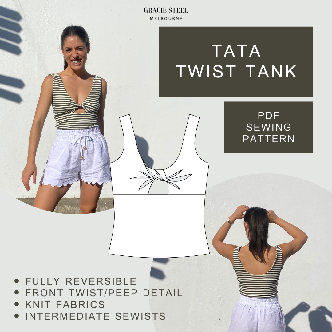Tata Twist Tank PDF Sewing Pattern – Gracie Steel